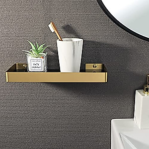 Alise Glass Shelf Bathroom Shelves Wall Mount 12 Inch,GDL3300-G SUS 304 Stainless Steel Brushed Gold Finish