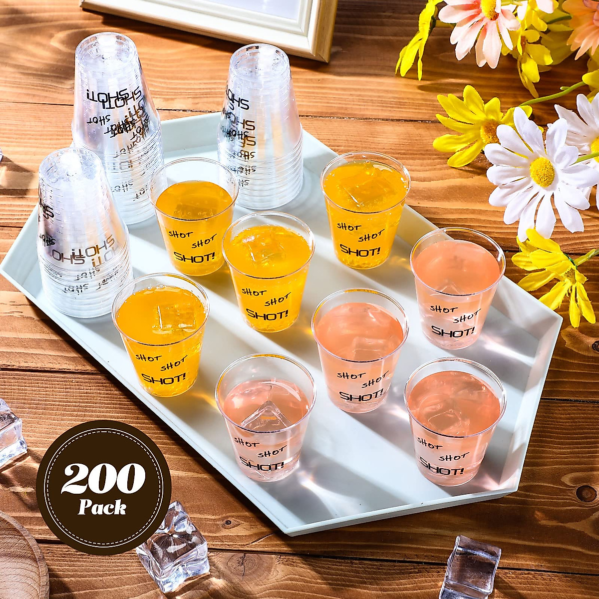 Nuogo 200 Pack Plastic Shot Glasses 2 oz Hard Plastic Disposable Cups Clear Sample Cups Cheer Cups Small Tasting Cups for Wine Whiskey Food Sample Condiments Sauce Party Supplies
