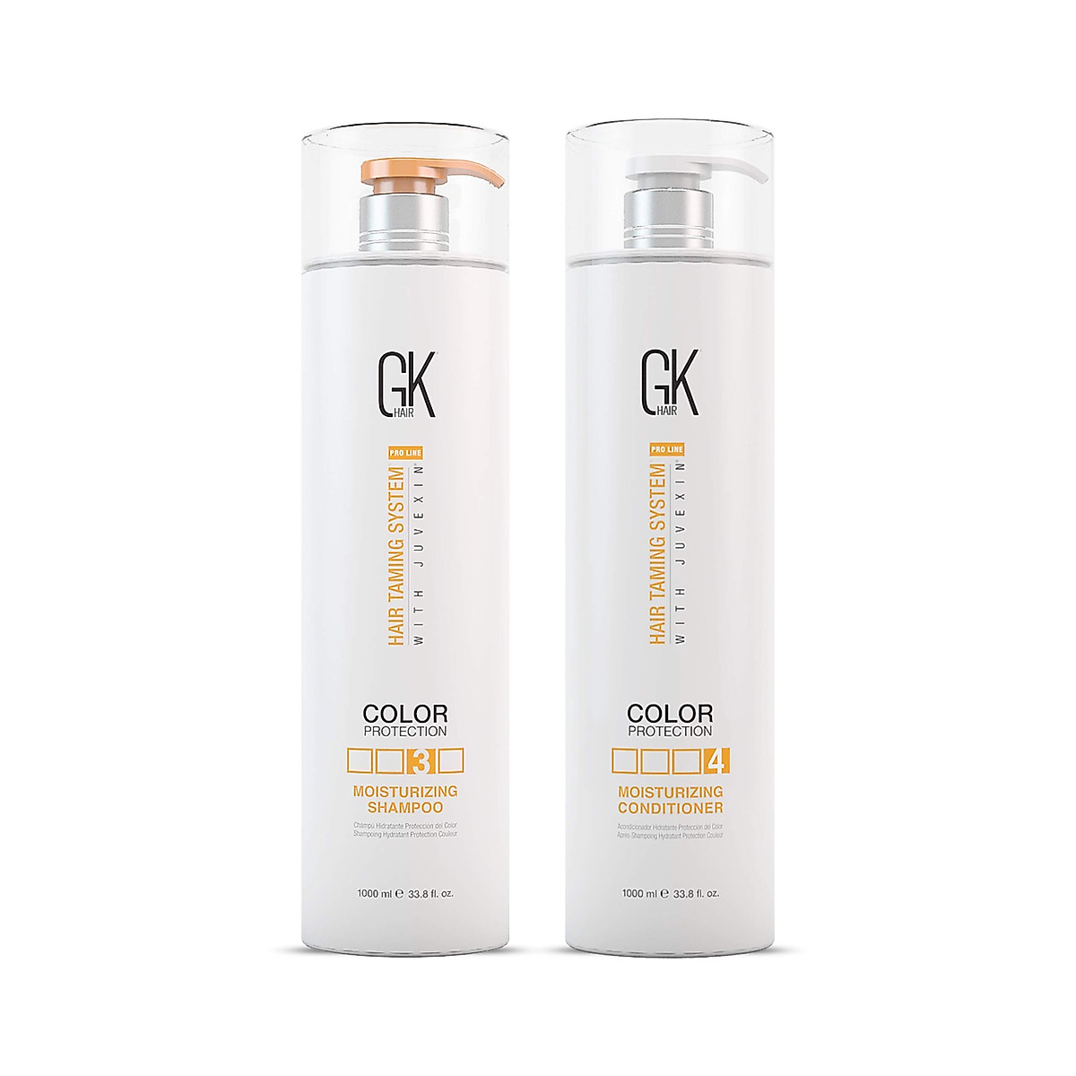 Global Keratin GK Hair Moisturizing Shampoo and Conditioner Set 1000ml I Organic Argan Oil Hair Serum For Frizz Control Dry Damage Hair Repair 10ml