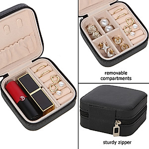 Shmiay.ML Jewelry Case, Small Travel Jewelry Organizer, Portable Jewelry Box Travel Mini Storage Portable Display Storage Box For Rings Earrings Necklaces Gifts Black