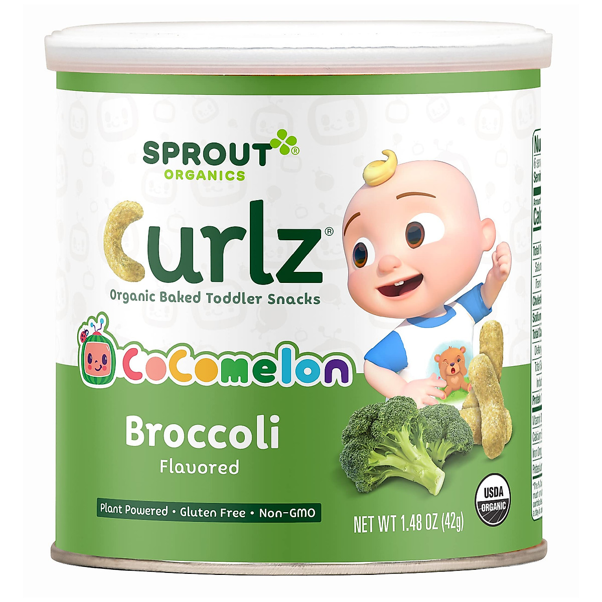 CoComelon Sprout Organic Baby Food, Toddler Snacks, Broccoli Plant Power Curlz, 1.48 Ounce(Pack of 6)