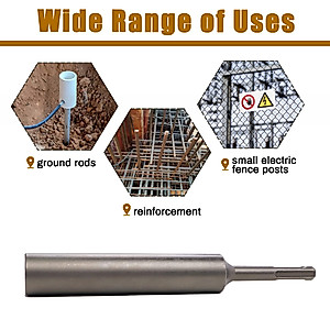 SDS Plus Ground Rod Driver Compatible with Hilti/DeWalt/Bosch/Hitachi/Makita/Milwaukee SDS Plus Hammer Drills for 5/8" & 3/4" Grounding Rods (NOT Work with SDS MAX Hammer Drill)