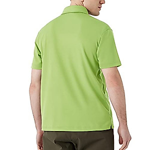 NAVISKIN Men's Short Sleeve Golf Polo Shirts UPF 50+ Quick Dry Outdoor Tactical Shirts Apple Green Size XL