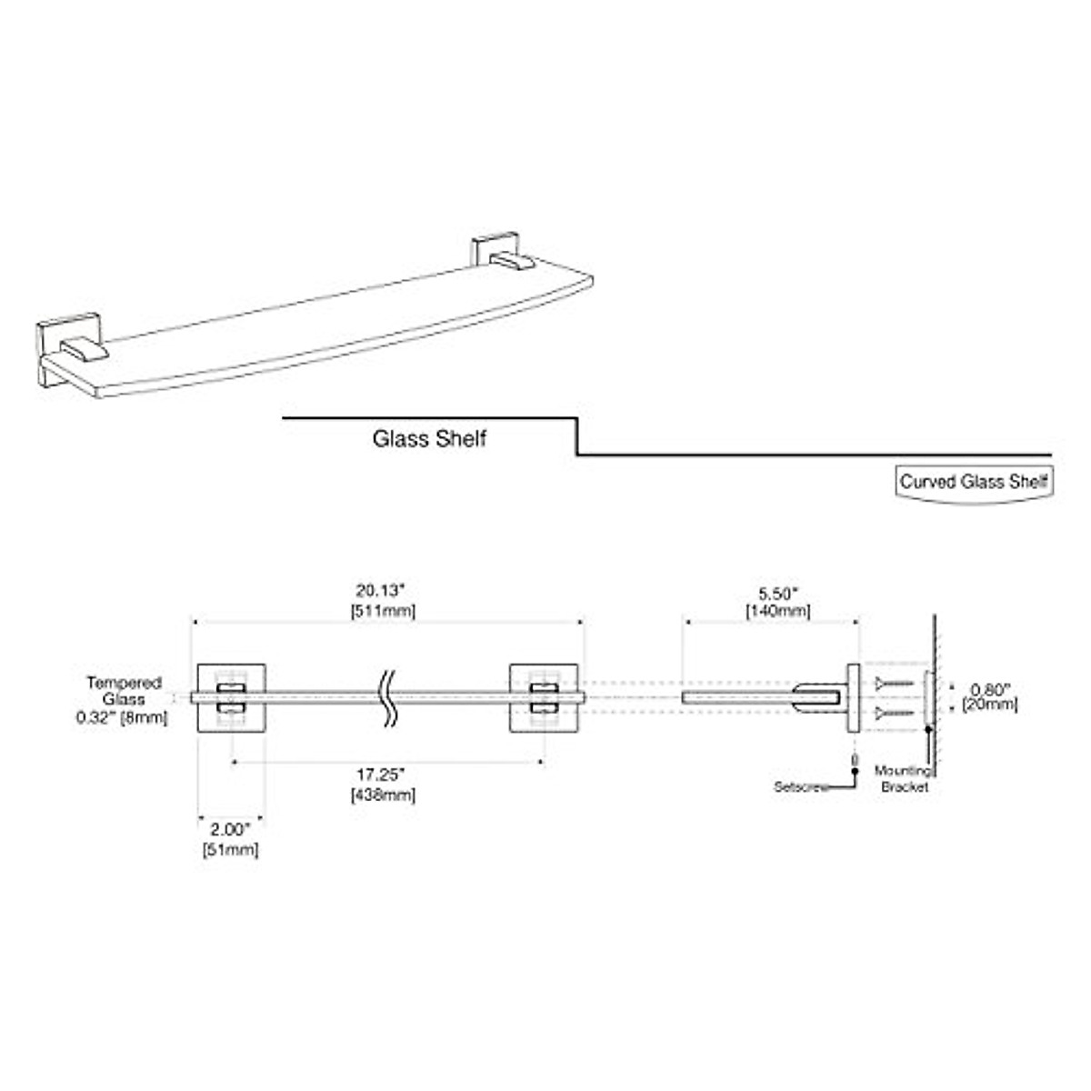 Gatco 4066 Elevate Glass Shelf, Brushed Brass