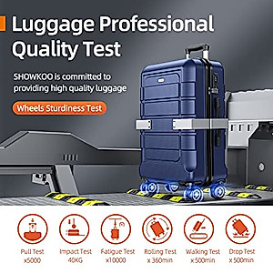 SHOWKOO Luggage Sets Expandable PC+ABS Durable Suitcase Double Wheels TSA Lock 3pcs Blue