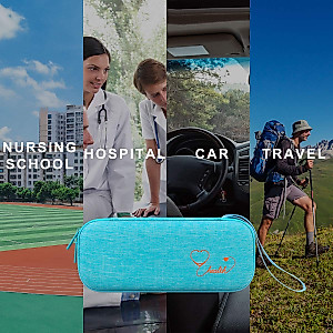 Canboc Hard Stethoscope Case for 3M Littmann Classic III, Lightweight II S.E, Cardiology IV, MDF Acoustica Stethoscope, Mesh Pocket fits Medical Scissors, Penlight, Oral Thermometer, Turquoise