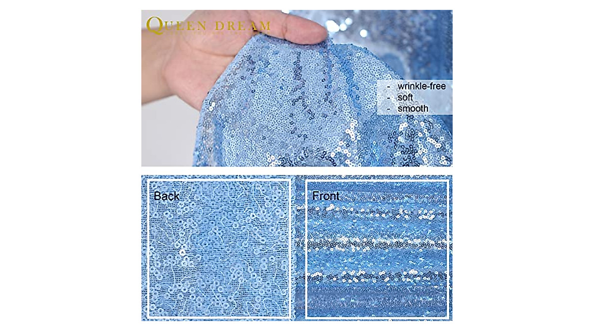 Sparkly Baby Blue Sequin Backdrops (4 Pcs) for Parties & Photo