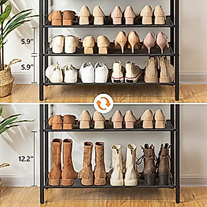 MAHANCRIS 8-Tier Shoe Rack, Large Capacity Shoe Shelf, Shoe Organizer for Closet, Entryway, 28-32 Pairs of Shoes, Stable Sturdy, Shoe Rack with Adjustable Metal Mesh Shelves, Rustic Brown SRHR1801Z