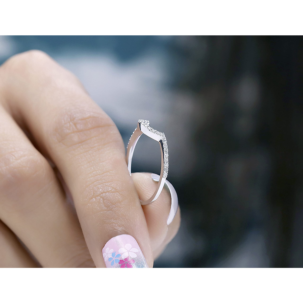 Dazzlingrock Collection Round White Diamond Anniversary Wedding Stackable Band Contour Guard Ring for Her (0.15 ctw, Color I-J, Clarity I2-I3) in 10K White Gold Size 7