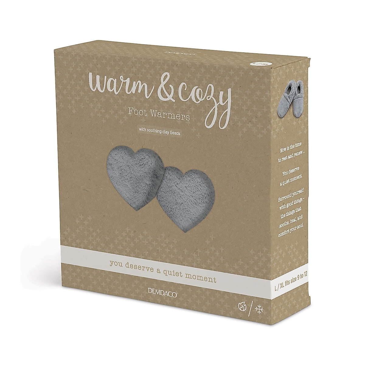 DEMDACO Relaxing Warming Cozy Grey Large/X-Large Polyester Fiber Slippers