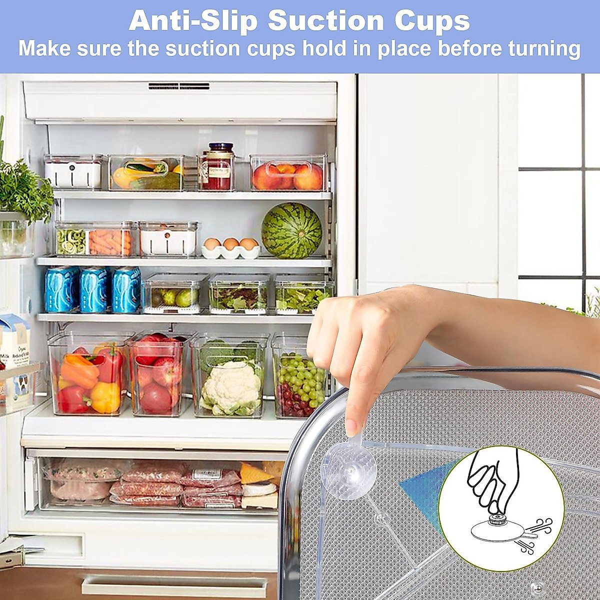 Square Lazy Susan for Refrigerator, Lazy Susan Turntable Organizer for Refrigerator, Countertop Condiment Storage Rack, for Cabinet, Table, Pantry, Kitchen (13.8 X 10.2 in)