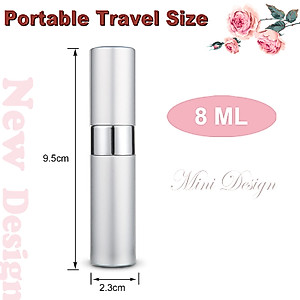 KAYZON Refillable Perfume Atomizer for Travel, Portable Mini Spray Bottle Scent Pump Case, Fragrance Empty Cologne Dispenser, Perfume Aftershave Container Sprayer For Traveling Outgoing, 8ML (Silver)