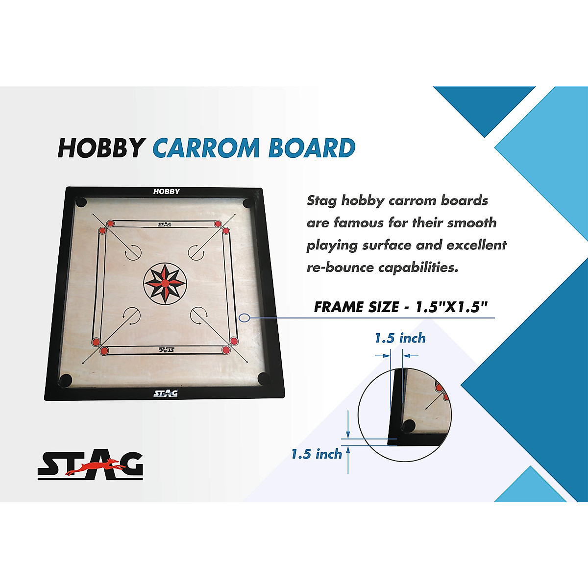 Stag Championship Carrom Board Game with Coins and Striker (Championship)
