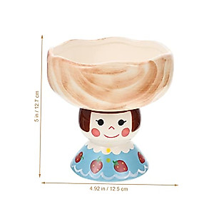 Mikinona Ceramic Doll Tray Ceramic Salad Bowl Oval Tray Extra Large Salad Bowl Trifle Bowl Small Bowls for Ice Cream Cartoon Fruit Plate Food Serving Bowl Footed Dessert Bowls Dessert Cup