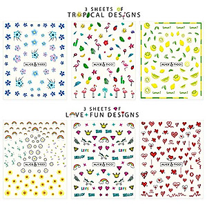 Alice & Tiggs Set of 12 Sheets Nail Art Stickers - Designer Nail Decals - Butterfly Nail Stickers for Women - Nail Stickers for Kids - Butterfly Nail Decals - Nail Sticker for Nail Decor