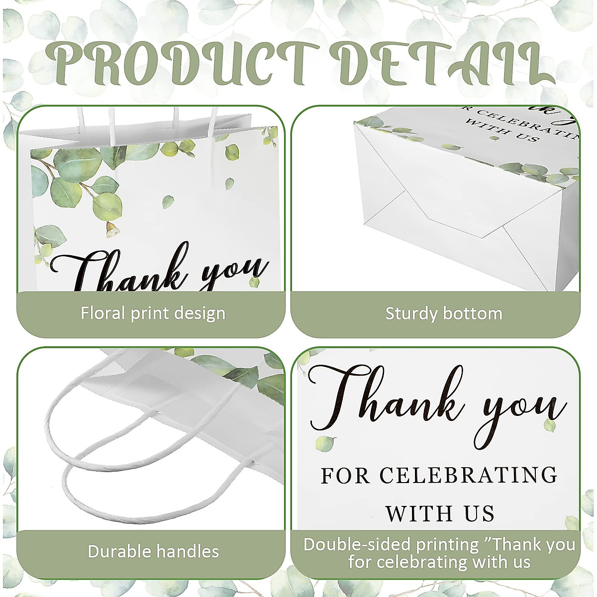 30 Pieces Wedding Welcome Bags Bulk Thank You for Celebrating with Us Paper Bags with Handles Wedding Favor Gift Bags for Guests Wedding Birthday Baby Shower Favors Supplies, 8 x 4 x 10 Inch