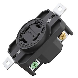 ELEGRP NEMA L14-20R Flush Mounting Locking Receptacle, Twist Lock Socket/Outlet for Generator, 20 Amp 125/250V 3 Pole 4 Wire Grounding, Industrial Grade Heavy Duty, UL Listed (1 Pack, Black)
