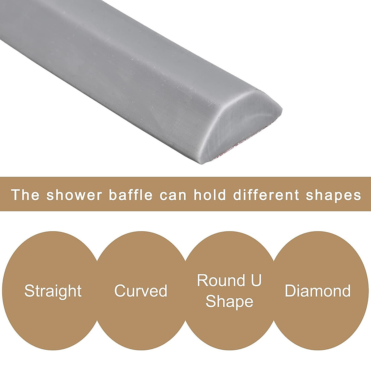 uxcell Collapsible Shower Water Barrier, 67 Inch Self-Adhesive Shower Corner Water Guard for Kitchen Countertop Cooktop Bathroom Tub to Keeps Dry and Wet Separation, Grey