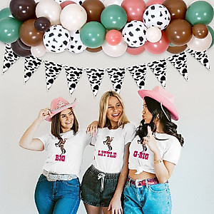 Cowgirl Balloon Garland Arch Kit 115pcs with Cow Print Pennant Banner for First Rodeo Birthday Party Decorations Western Last Rodeo Bachelorette Decor Farm Party Supplies