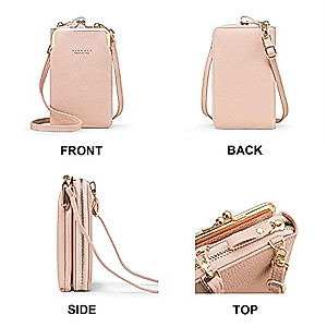 SUSIE ISLAND PU Leather Clasp Closure RFID Blocking Small Crossbody Cell Phone Bag Wallet with Credit Card Slots for Women (Blue)