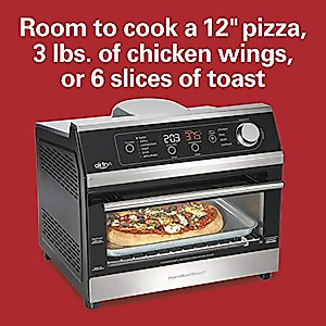 Hamilton Beach Air Fryer Countertop Toaster Oven, Includes Bake, Broil, and Toast, Fits 12” Pizza, 1800 Watts, 10 Cooking Modes + Digital Controls, Black & Stainless Steel