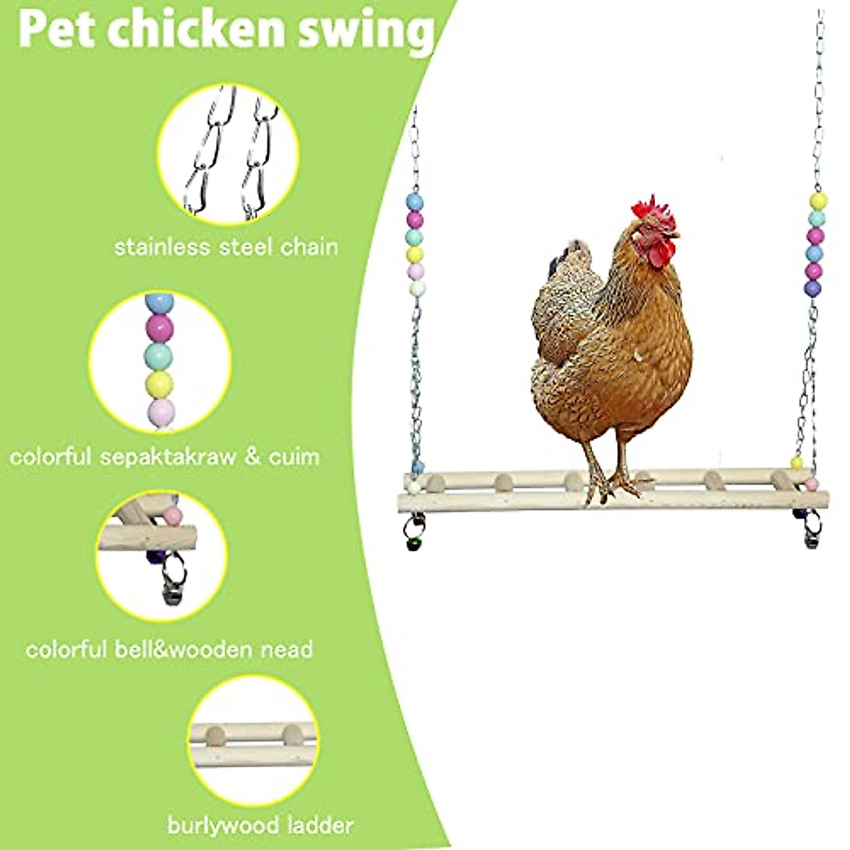 WDSHCR Chicken Toys Chicken Xylophone Toys for Hens, Chicken Swing Ladder Toys and Vegetable Hanging Feeder for Chicken Coop 3 Packs (A)