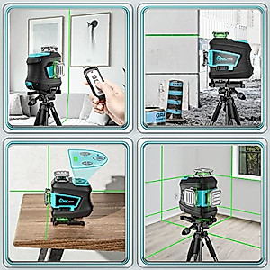 16-line cross laser level, capable of projecting 4 * 360° 4D bright green laser lines, suitable for indoor and outdoor architectural decoration and painting and hanging painting work（DJ04CG）