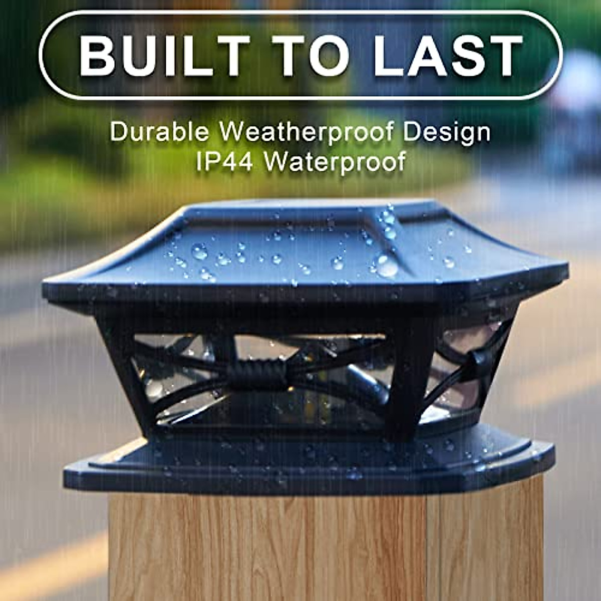 SMY Lighting Solar Post Lights Outdoor 2 Modes LED Solar Fence Cap Light for 4x4 5x5 6x6 Posts Deck Patio Garden Decoration Warm White/Cool White Lighting Black (4 Pack)