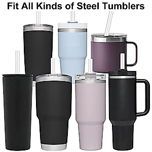 Replacement Straws for Stanley Tumbler Cups 20-40 oz, 6-Pack Reusable Thickened Plastic Clear Straws with Brush,Fit for Most Tumblers (10.4"(30oz))