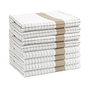 COTTON CRAFT Amazing Kitchen Towels - 8 Pack Reusable Terry Towel - 100% Cotton European Waffle Pantry Bar Cleaning Cloth Towel - Quick Dry Low Lint Soft Absorbent Dish Towels - Large 20 x 30 - Linen