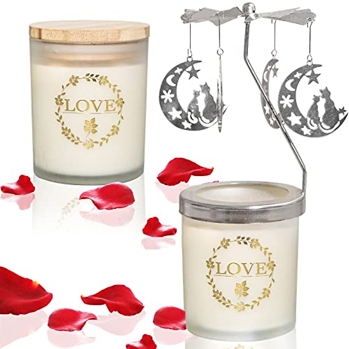 Scented Candles Gift Set for Women: Aromatherapy Candles for Home Rose Scented Natural Soy Wax Jar Candle Sets 2 Pack 6oz 40 Hour Burn Time Use for Stress Relief Relaxation Bath Yoga Birthday