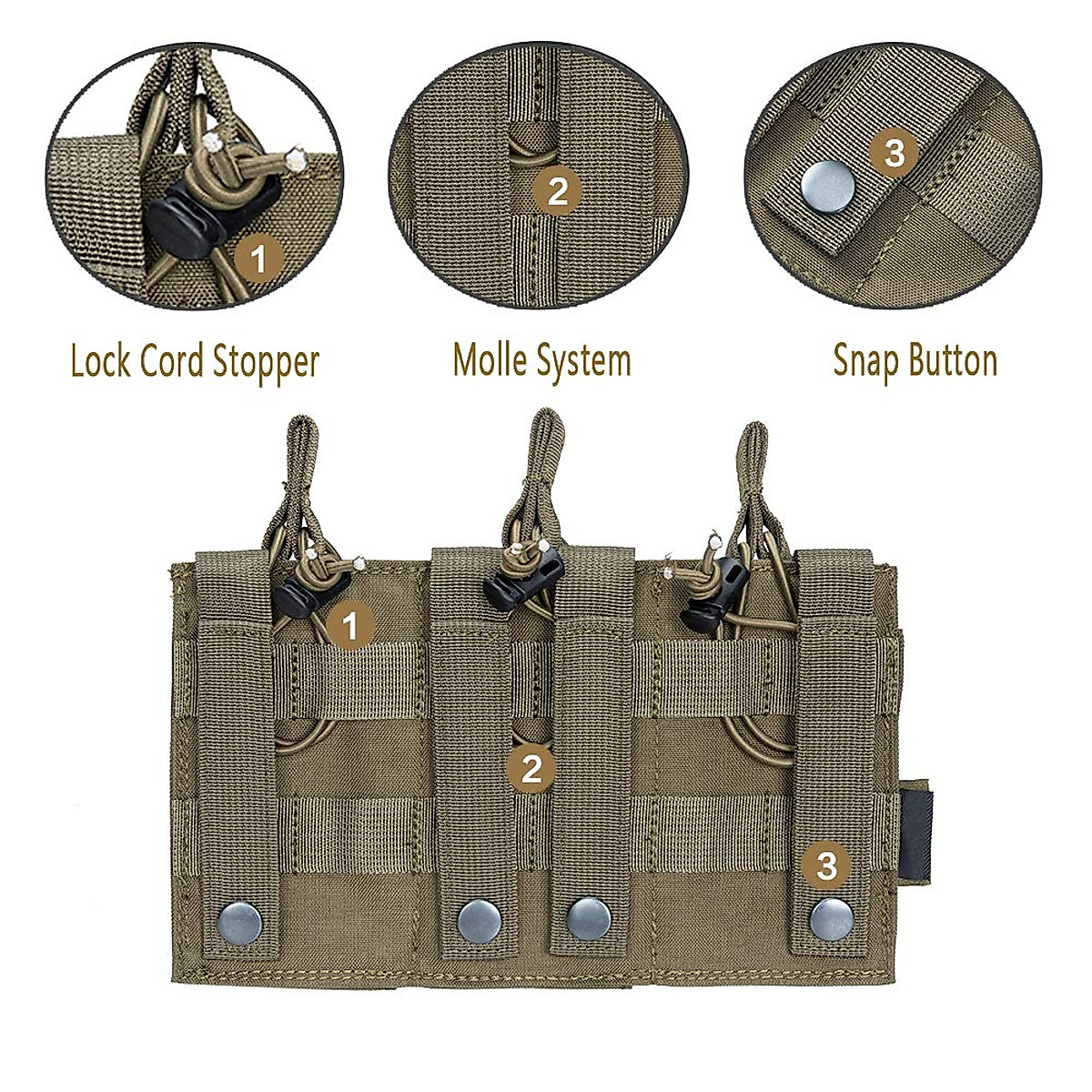 EXCELLENT ELITE SPANKER Open-Top Single/Double/Triple Molle Mag Pouch for M4 M14 M16 AK AR Elastic Rifle Magazines for Pistol Mag Pouch(Ranger Green)