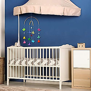 Nursery Mobile Crib Bed Bell Ceiling Wooden Wind Chime Hanging DIY Wooden Frame Ornaments Handmade Kit for Infant Toys Nursing Accessories Nurse Charms (Semi-Circular)