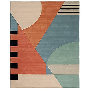 SAFAVIEH Rodeo Drive Collection Area Rug - 8' x 11', Gold, Handmade Mid-Century Modern Abstract Wool, Ideal for High Traffic Areas in Living Room, Bedroom (RD863A)