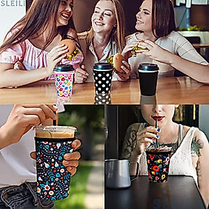 3 Pack Reusable Neoprene Insulator Sleeve for Iced Coffee Cups, Coffee Coozie sleeves with handle for Iced & Hot Drinks, Insulated Cup Holder, Neoprene Can Coozie sleeves with Insulated Sleeves