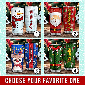 Wassmin Personalized Elf Christmas Stainless Steel Tumbler Cup With Lid 20oz 30oz Double Wall Vacuum Insulated Tumblers Coffee Travel Mug Xmas Holiday Gifts For Family Kids Custom Name (Elf)