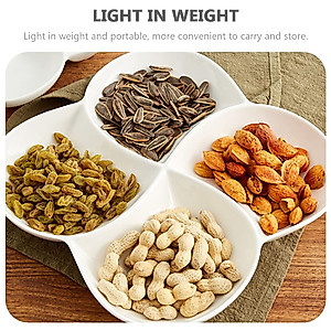 Cabilock Melamine Fruit Plate Food Serving Tray Food Container 4 Compartment Snack Storage Plate Divided Appetizer Tray Organizer White