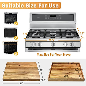 GASHELL Gas Stove Cover with Handles, Multiple Wood Stove Top Cover Board for Gas Stove(Acacia)