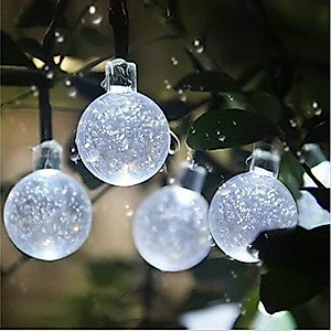 ZBM--ZBM Solar String Light 6m, 30 Lights Outdoor Fairy Lights Waterproof Crystal Ball Decorative Lights for Garden, Terrace, Garden, Home Decorative Lights Luces de hadas