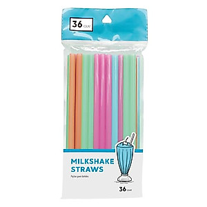 Jacent Jumbo Smoothie Straws: 36 Count per Pack, Disposable Big Plastic Drinking Straws for Milkshakes, Drinks, Smoothies