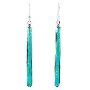 Turquoise Earrings 925 Sterling Silver & Genuine Turquoise (Choose Color) (Turquoise)