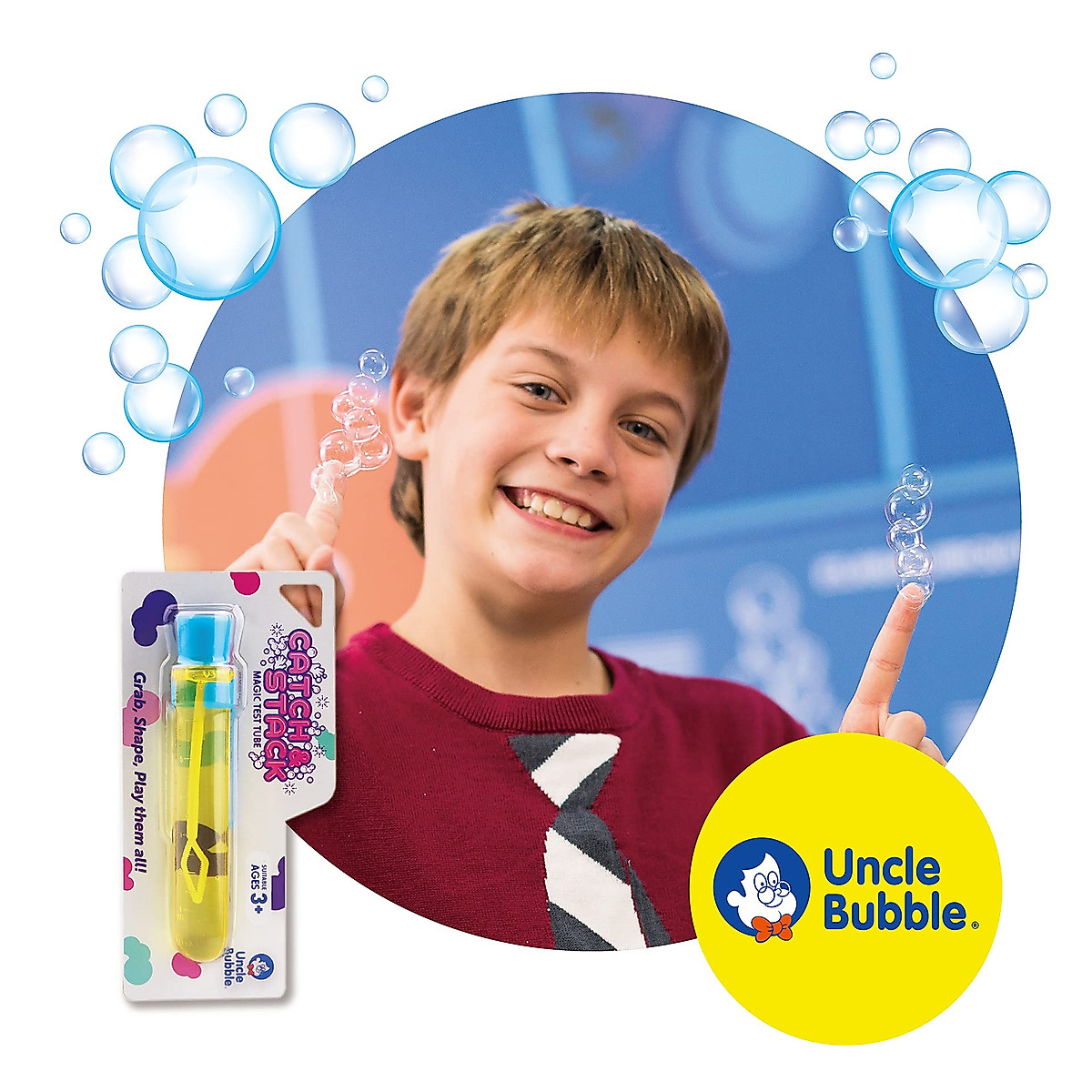 Uncle Bubble Catch & Stack Test Tube Pack of 3. Touchable Mini Bubbles Wand Toy | Small Bubble Wands for Kids | Summber Party Kid Toys | Birthday Gift