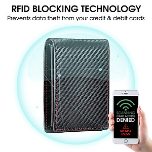 ECCELLENCE Wallets for Men RFID Blocking - Leather Wallet for Men Bifold, Men's Wallet Slim Minimalist, Carbon Fiber Wallets, Security Wallet, Genuine Leather Wallet, Birthday Gift for Husband and Dad