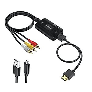 BD&M RCA to HDMI Converter, Composite to HDMI Adapter, Male AV to HDMI Converter Support 1080P PAL/NTSC Compatible with PS one, PS2, PS3, STB, Xbox, VHS, VCR, Blue-Ray DVD Players