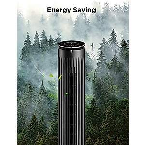 PELONIS 42’’ Oscillating Tower Fan with Aromatherapy Diffuser, Remote Control, 5 Speed Settings with 3 Modes LED Display for Bedroom Home Office Use, Black