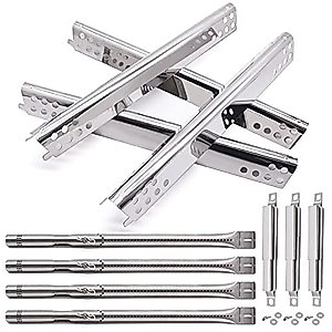 Grill Replacement Parts for Charbroil 463344015, 463343015, 463433016, 463240015, 463432215 Gas Grill, Stainless Steel Heat Plate Shields, Crossover Tubes Grill Burner for Charbroil 4 Burner Grill