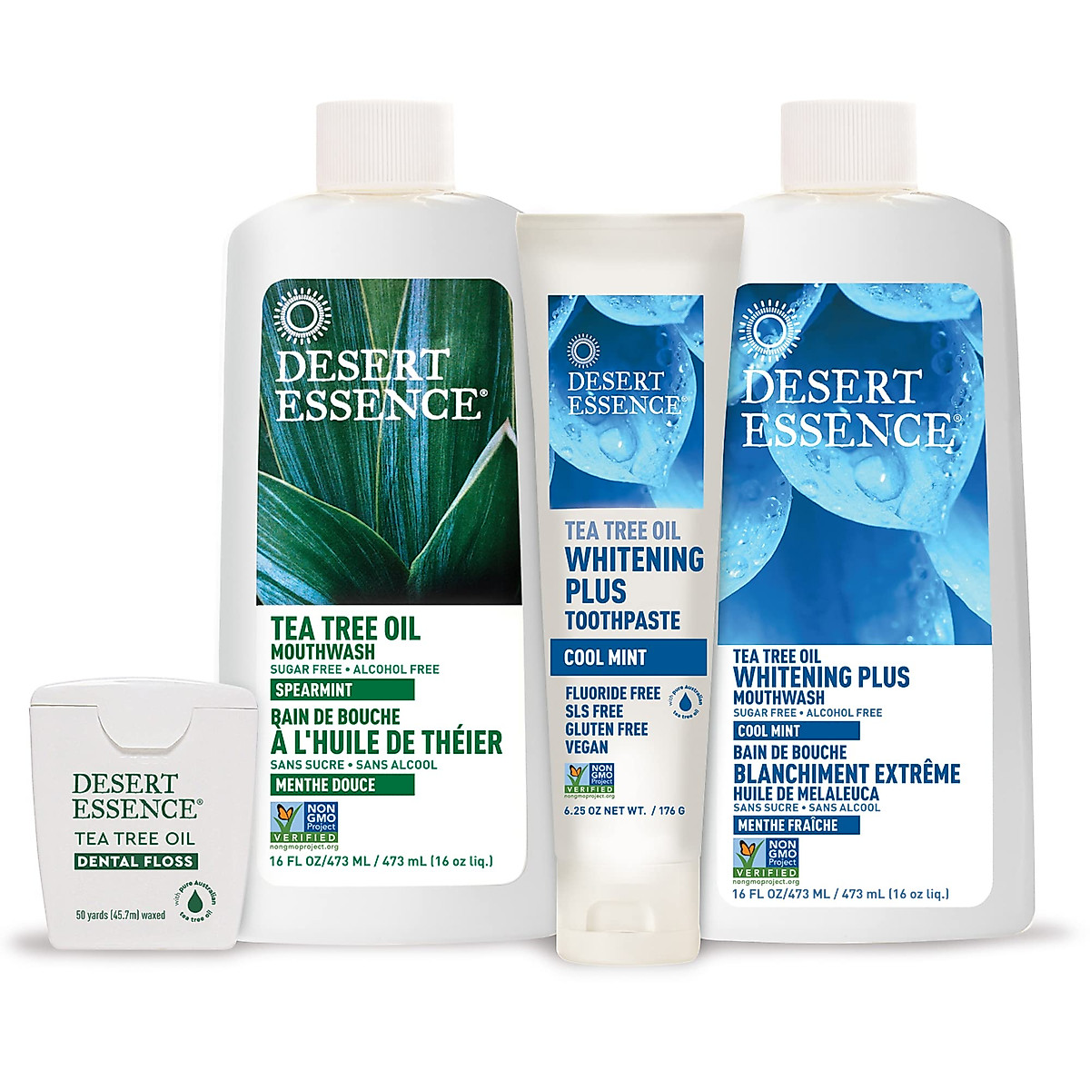 Desert Essence Tea Tree Oil Mouthwash - 16 Fl Ounce - Pack of 6 - Natural Refreshing - Spearmint Flavor - Helps Reduce Plaque Buildup - Refreshes Mouth & Gums - Vitamin C - Oral Care - No Parabens