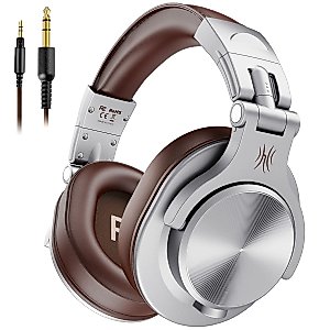 OneOdio A71 Hi-Res Studio Recording Headphones - Wired Over Ear Headphones with SharePort, Monitoring & Mixing Foldable Headphones with Stereo Sound (Silver)