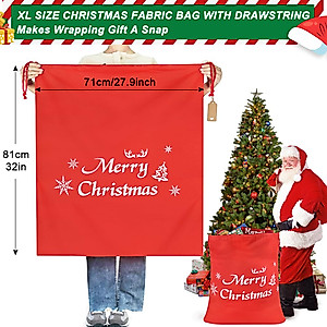 Advantez Cotton Drawstrings Gift Bags, 3Pcs Reusable Gift Bags, Xmas Present Bags Fabric Cloth Sacks for Christmas Thanksgiving Party Stocking Storage(Large Size)