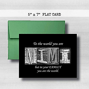 Mimi Card, 5" x 7" FLAT CARD Mother's Day Cards, To the world you are MIMI but to your family you are the world, Godmother